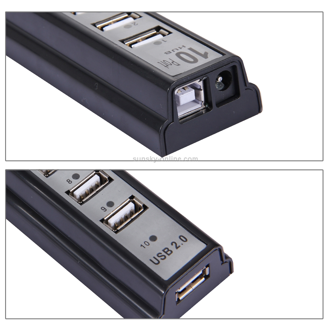 SUNSKY - 10 พอร์ต USB 2.0 Hi Speed Multi Hub Expansion พร้อมอะแดปเตอร์ ...
