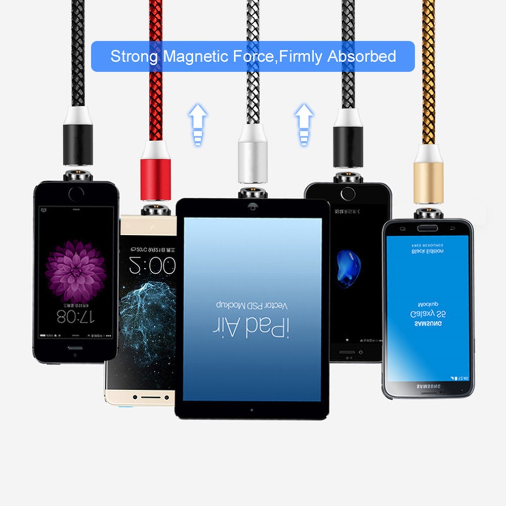 SUNSKY - 2 in 1 USB to Micro USB + USB-C / Type-C Magnetic Metal Connector Nylon สายเคเบิลข้อมูล ...