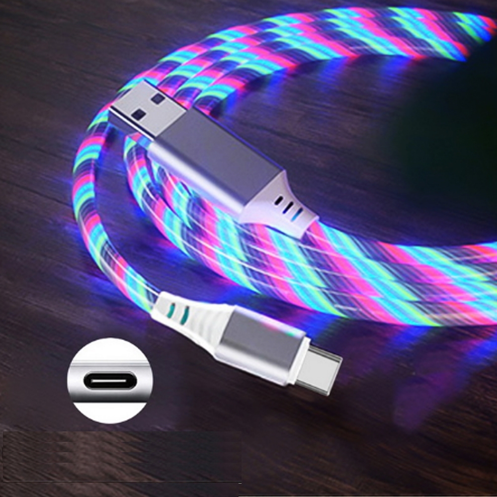 SUNSKY - 2.4A USB to Type-C / USB-C Colorful Streamer Fast Charging ...