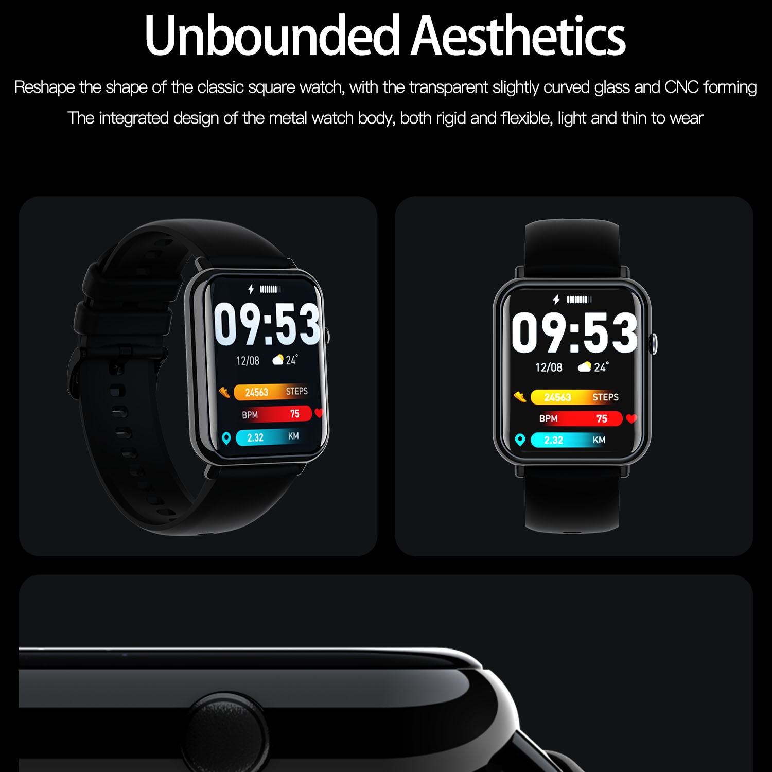 Q19 Pro IP67 Waterproof 1.69 inch Smartwatch(Black)