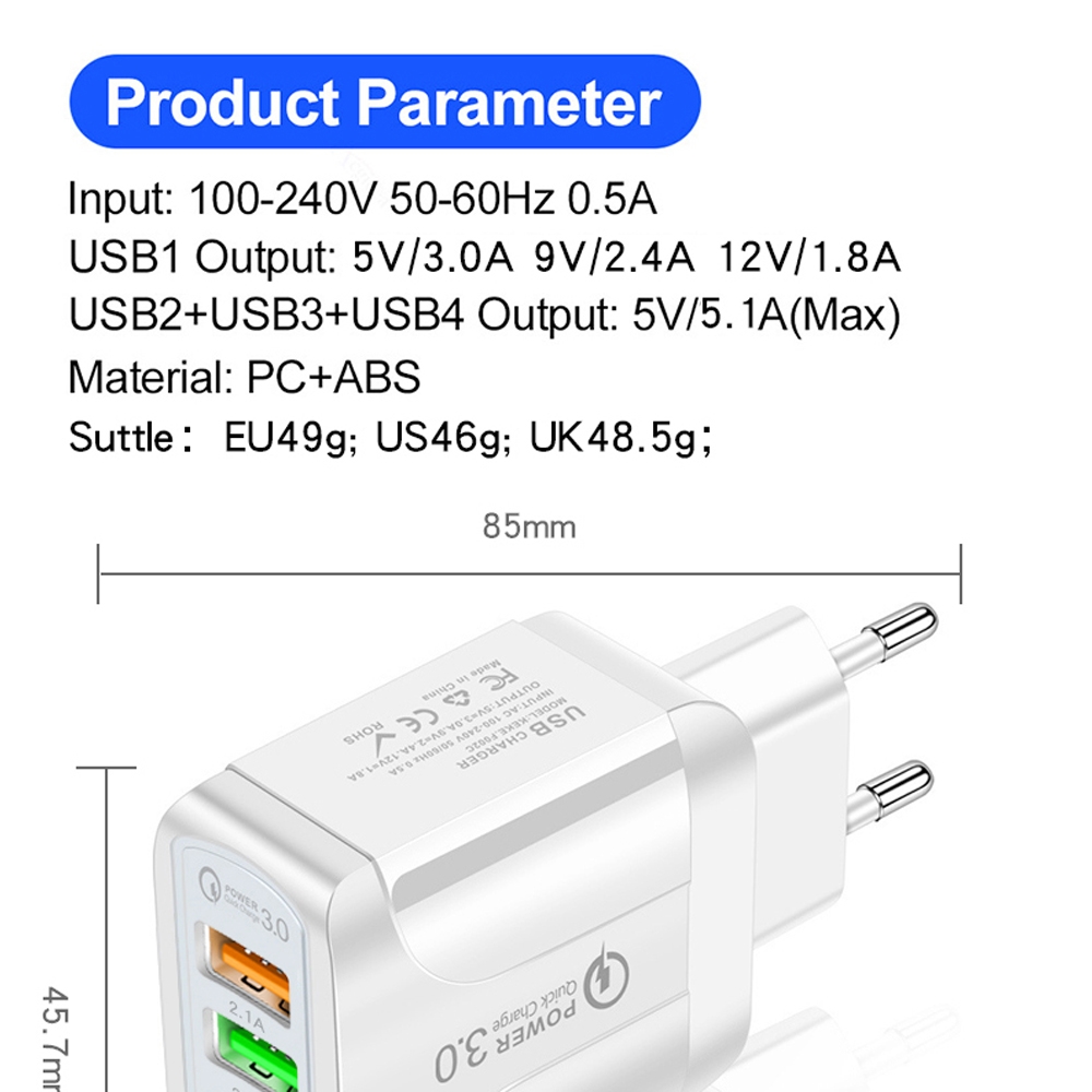 SUNSKY - F002 5.1A QC30 USB + 2 x USB 2. 0 พอร์ตหลายพอร์ตชาร์จที่ ...
