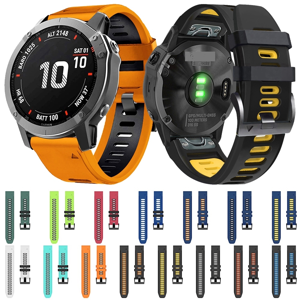 SUNSKY - สำหรับ Garmin Fenix 6 Pro 22mm Silicone Sports Band Watch สอง ...