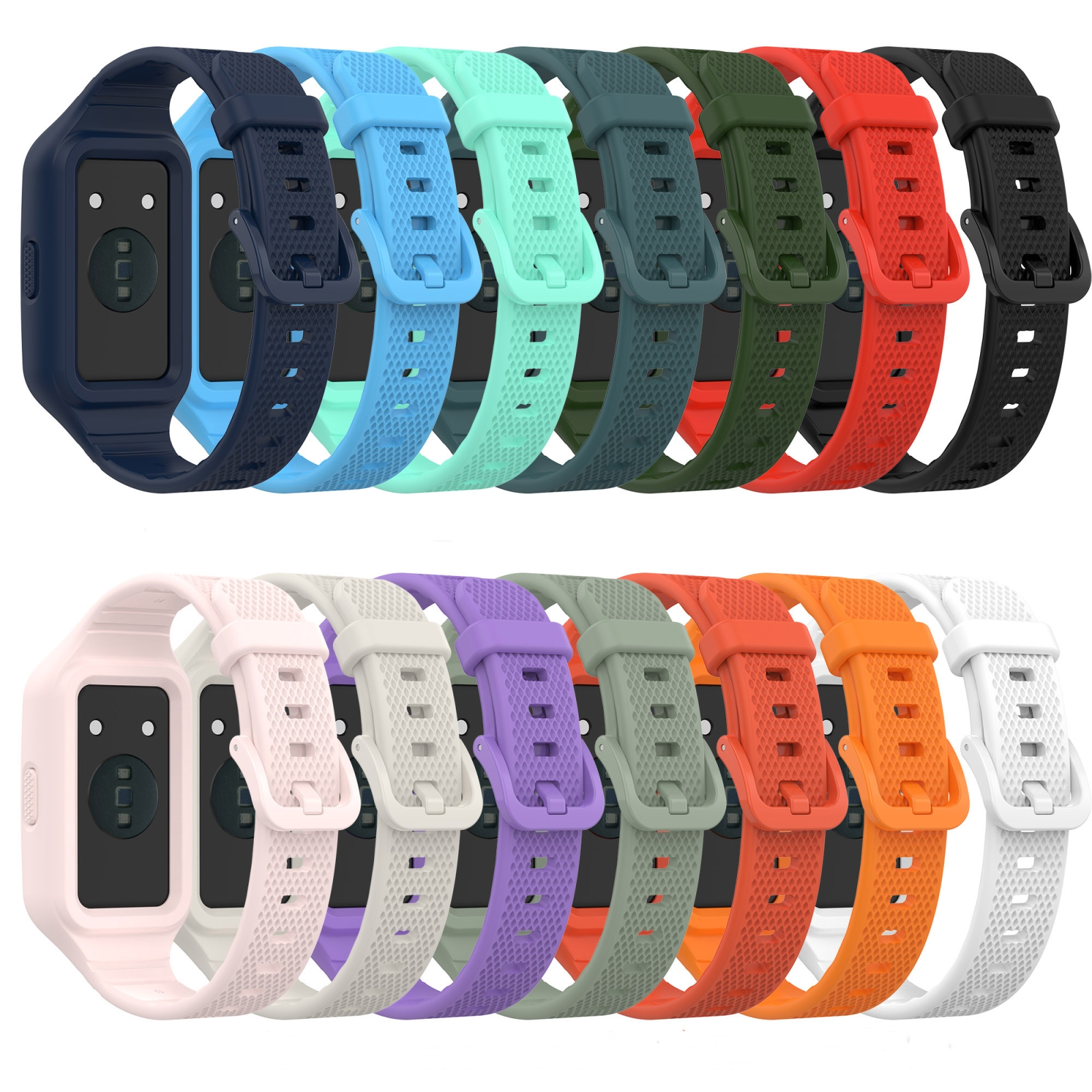 SUNSKY - สำหรับ Huawei Band 7 Solid Color Silicone Integrated Band (Orange)