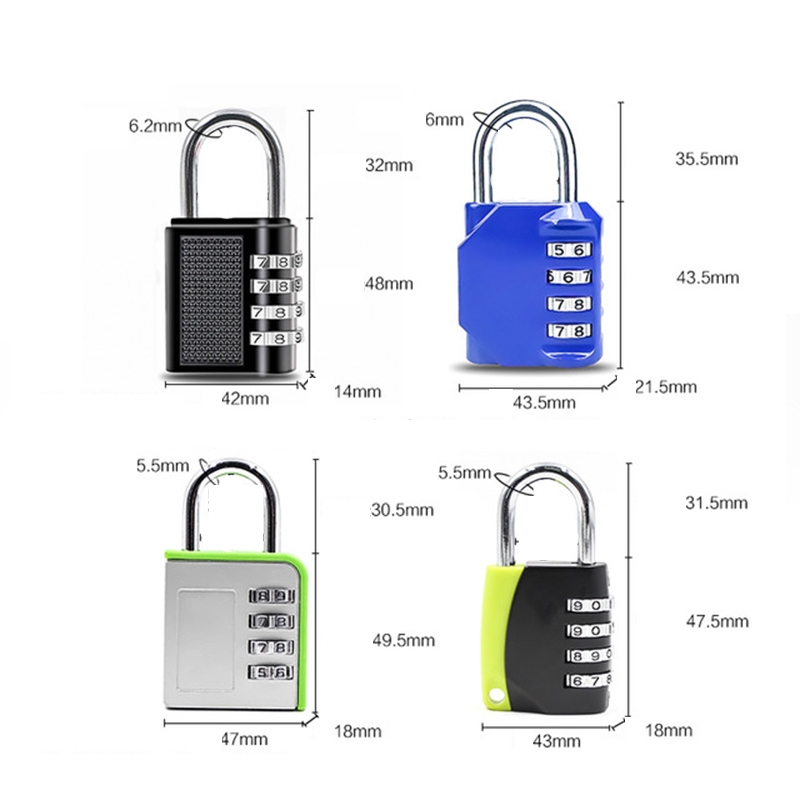 SUNSKY - 4 PCS Four Digits Combination Lock Ll luggage Gym Anti-theft ...