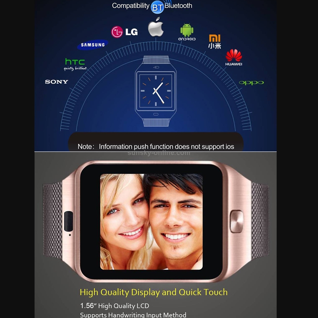 DZ09 1.56 inch Screen Bluetooth 3.0 Android 4.1 OS Above Smart Watch ...