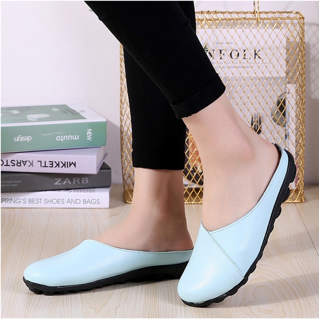 SUNSKY - Casual Half Drag Lazy Shoes รองเท้า Peas ปากตื้นสำหรับผู้หญิง ...