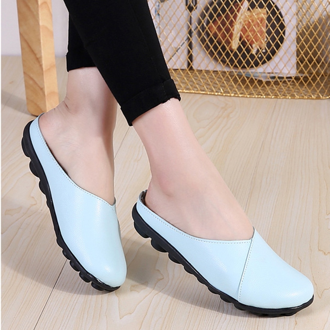 SUNSKY - Casual Half Drag Lazy Shoes รองเท้า Peas ปากตื้นสำหรับผู้หญิง ...