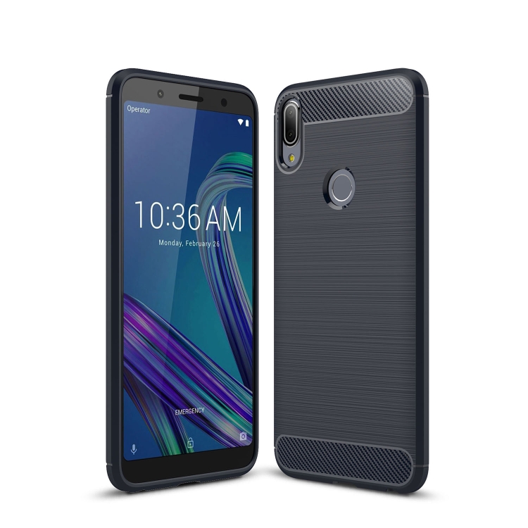 ASUS ZenFone Max Pro (M1) ZB601KL (네이비 블루) 용 브러시 드 텍스처 탄소 섬유 충격 방지 TPU 케이스
