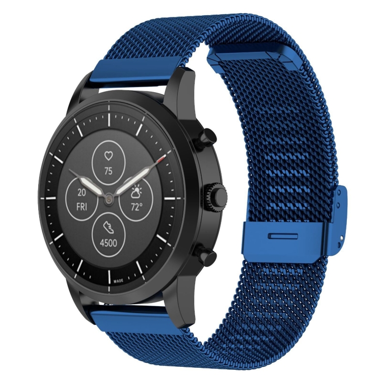 สายรัดข้อมือตาข่ายโลหะ 22 มม. สายนาฬิกาสำหรับ Fossil Hybrid Smartwatch ...