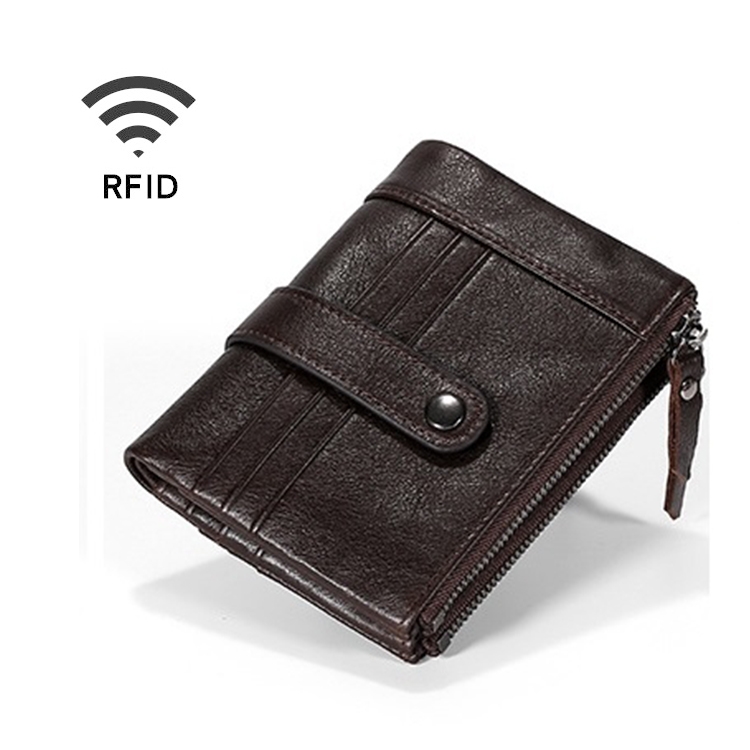 TP-199 แปรงป้องกันการโจรกรรมอเนกประสงค์ RFID ซิปคู่หนังกระเป๋าสตางค์ ...