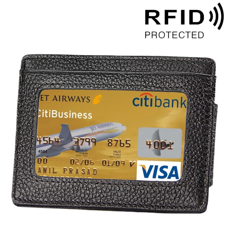 쇠가죽 채찍으로 치다 가죽 단색 카드 홀더 지갑 Rfid 차단 카드 가방 보호 케이스 3 카드 슬롯 및 사진 프레임 크기
