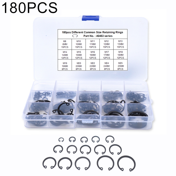180 PCS Car C Shape Circlip Snap Ring Assortment Retaining Rings
