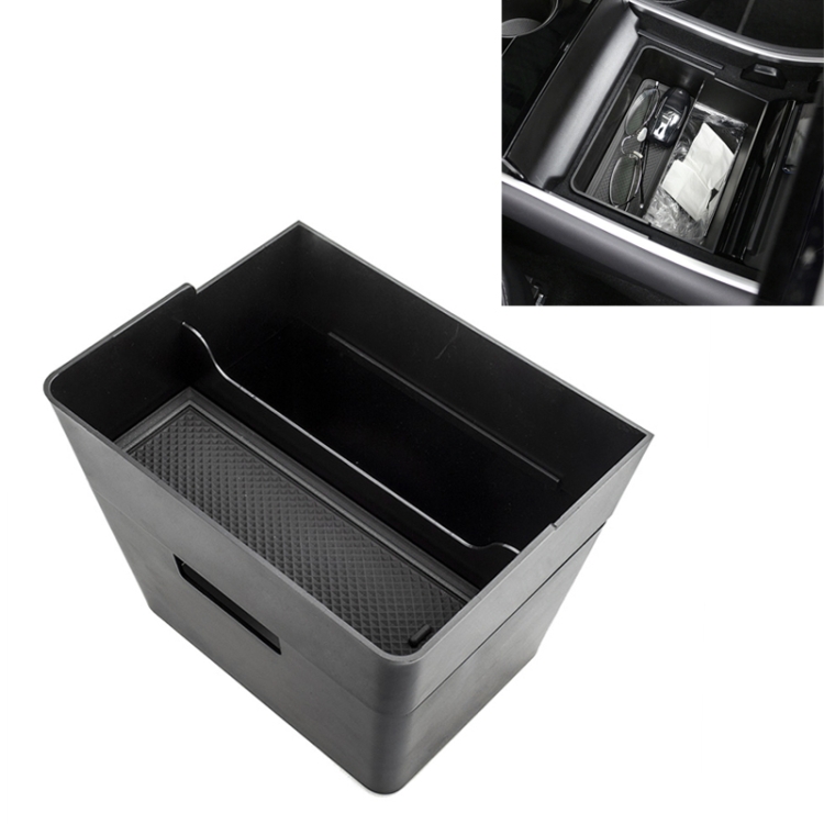 Car Double Layer Storage Box for Tesla Model 3 / Y before 2021(Black)