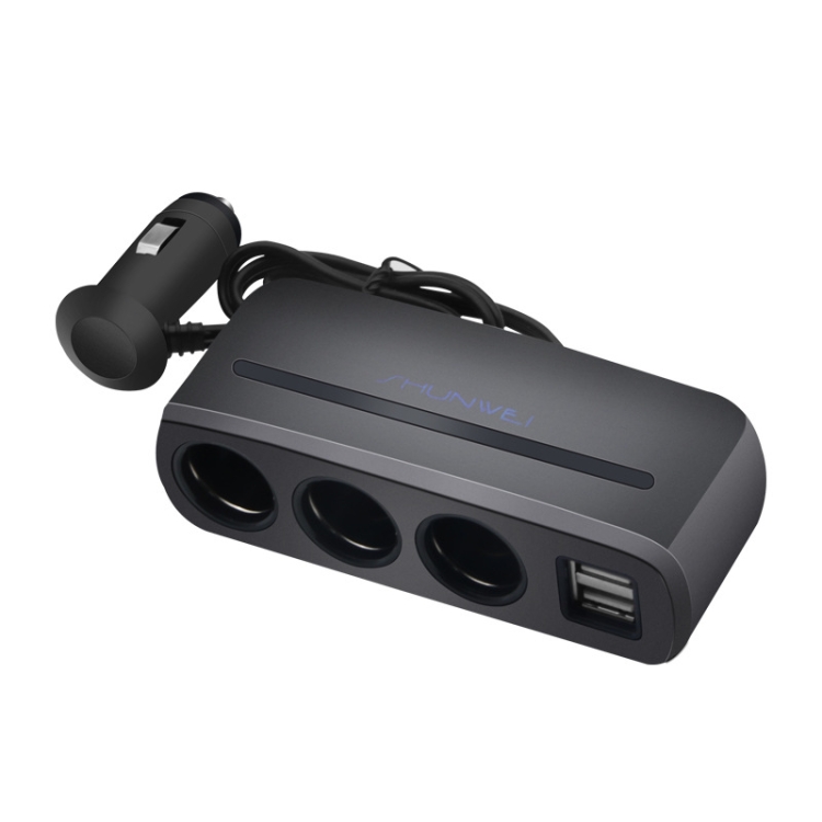 SHUNWEI SD-1939120W 3A 자동차 독립 스위치 3 in 1 듀얼 USB 충전기 시가 라이터 (회색)