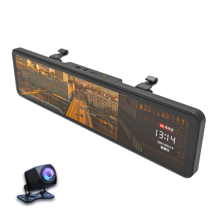 T60 12 inch Touch Screen 4K Car Rearview Mirror Driving Recorder DVR ...