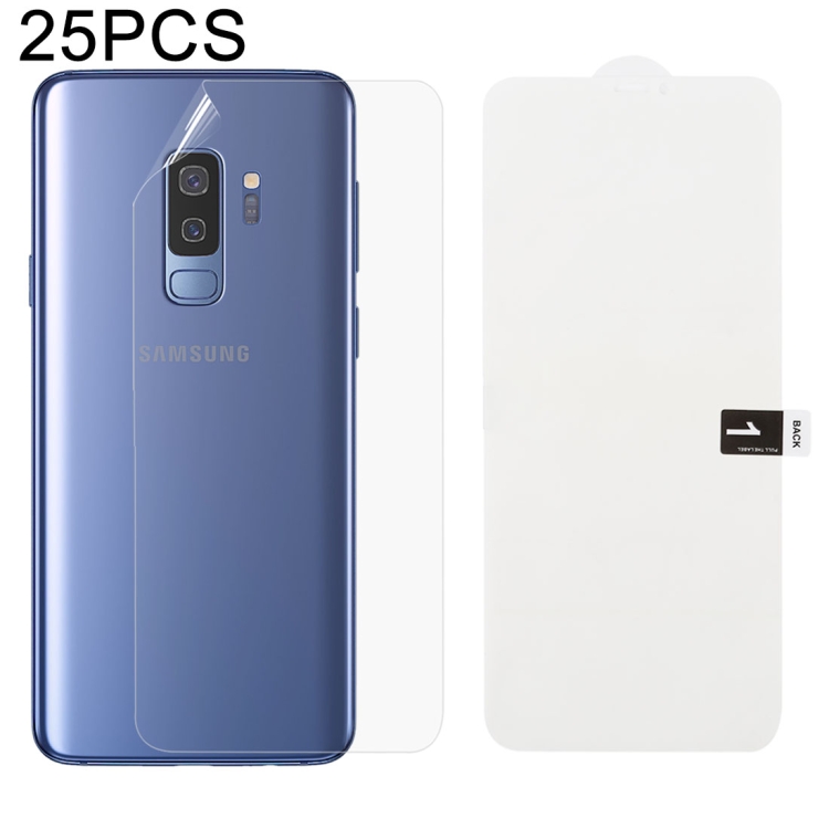 25 Pcs 소프트 하이드로 겔 필름 전체 커버 백 프로텍터 알코올 코튼 스크래치 카드 갤럭시 S9 플러스