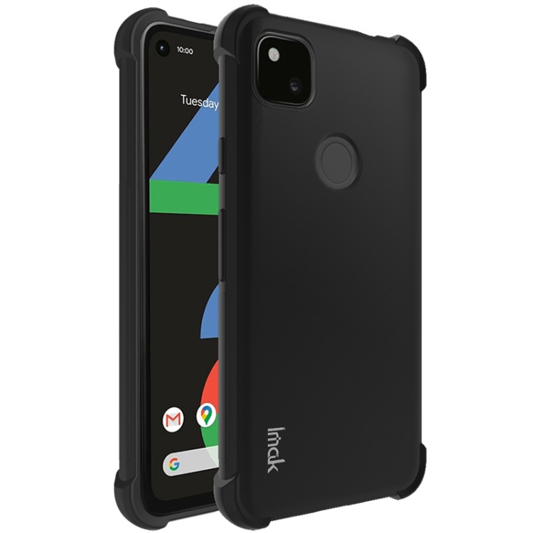 Google Pixel 4a 4G IMAK 올 인 클루 시브 충격 방지 에어백 TPU 케이스 (화면 보호기 포함) (메탈 블랙)