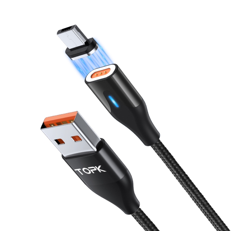 TOPK AM63 1m USB to Micro USB Flat Magnetic Metal Connector Nylon ...