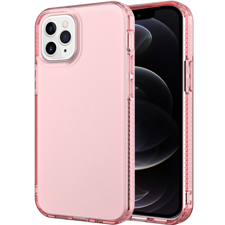For iPhone 12 Pro Max Shockproof Transparent Protective Case(Pink)