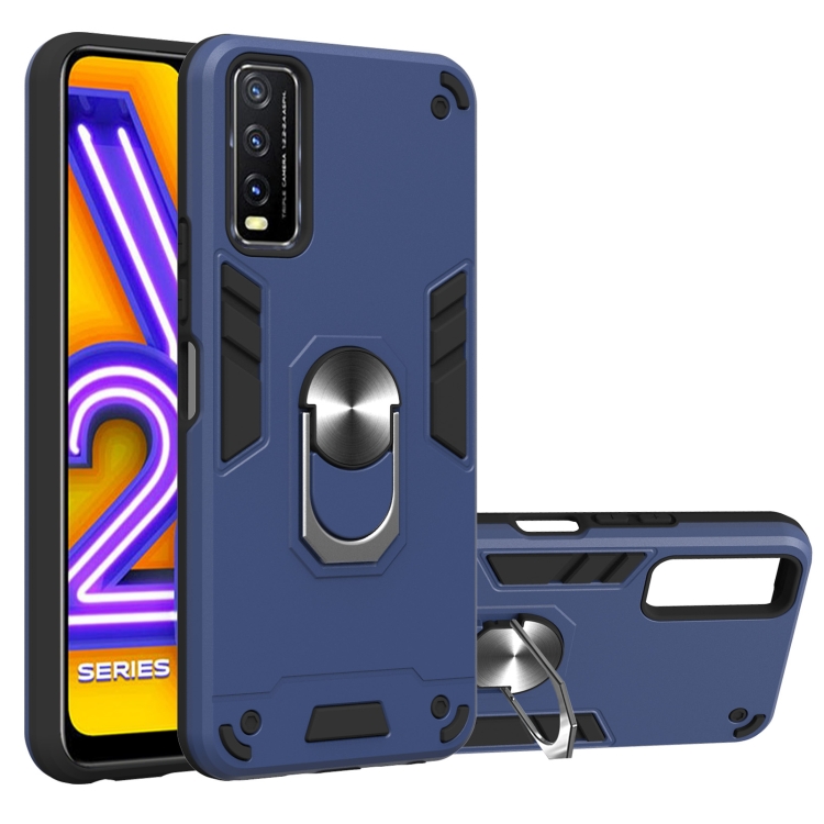 For vivo Y20 Armour Series PC + TPU Protective Case with Ring Holder ...