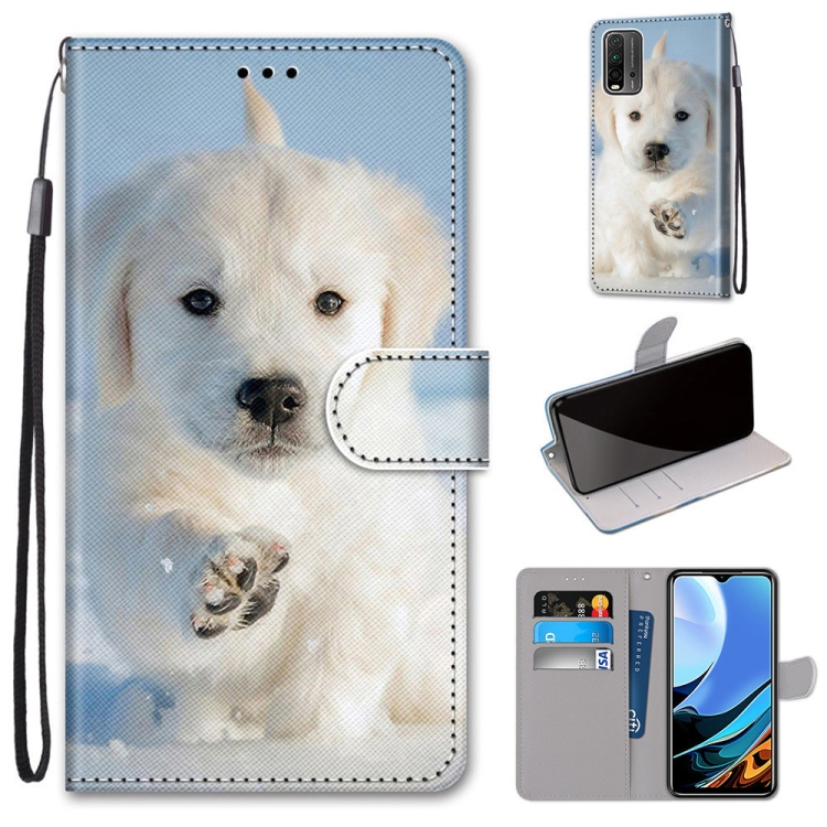 Xiaomi Redmi Note 9 4G / 9 Power Color Drawing Cross Texture 수평 플립 PU ...