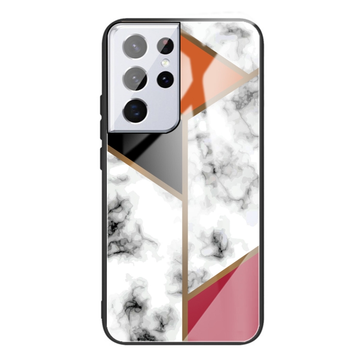 For Samsung Galaxy S21 Ultra 5G Marble Tempered Glass Back Cover TPU ...