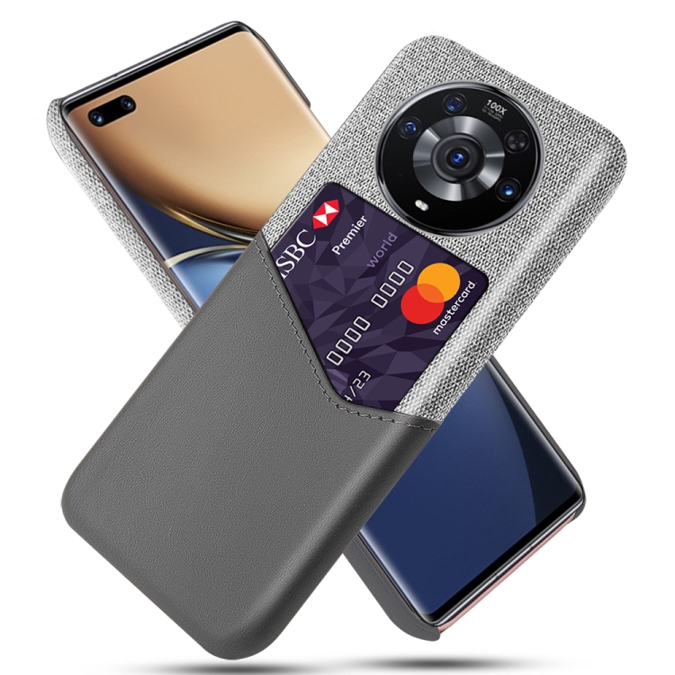 สำหรับเกียรติยศ Magic3 Pro ผ้าเนื้อ PC + หนัง PU ปกหลังกรณีกันกระแทกด้วยช่องเสียบการ์ด (สีเทา)