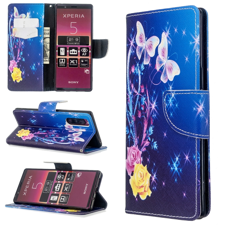 สำหรับ Sony Xperia 5 / XZ5 รูปแบบการวาดสีซองหนังพลิกแนวนอนพร้อมตัวยึด ...