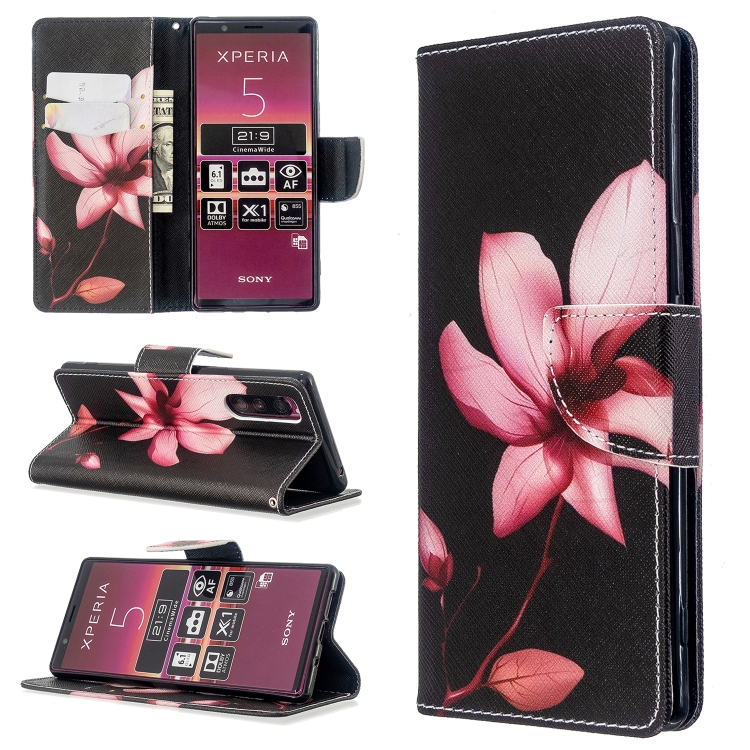 สำหรับ Sony Xperia 5 / XZ5 รูปแบบการวาดสีซองหนังพลิกแนวนอนพร้อมตัวยึด ...