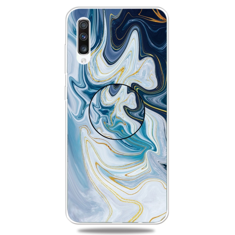 สำหรับ Galaxy A70 เคสป้องกัน TPU หินอ่อนเคลือบเงาลายนูนพร้อมตัวยึด ...