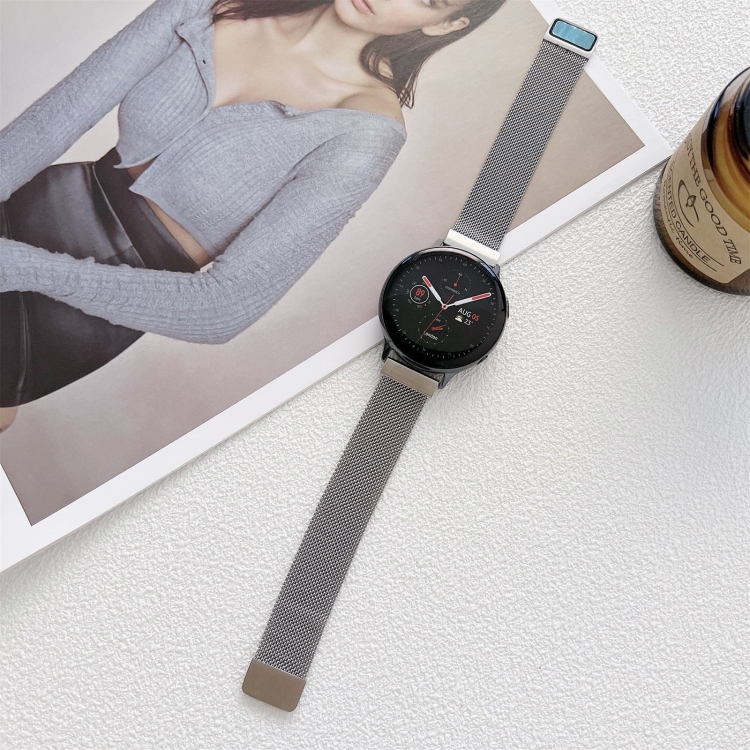 22 มม. สองส่วนของสายรัดเหล็ก Milan Strap (เงิน)