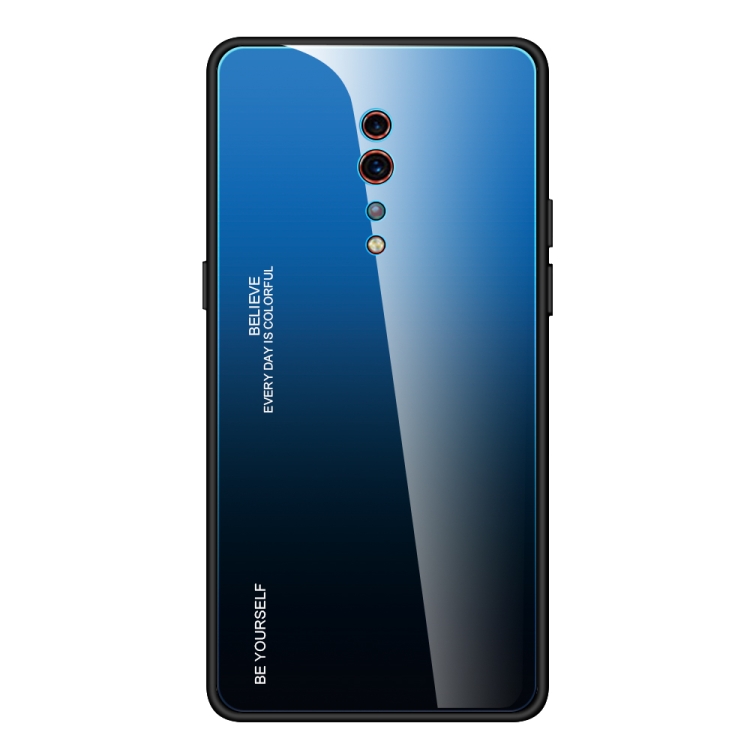For OPPO Reno Z Gradient Color Glass Case(Blue)