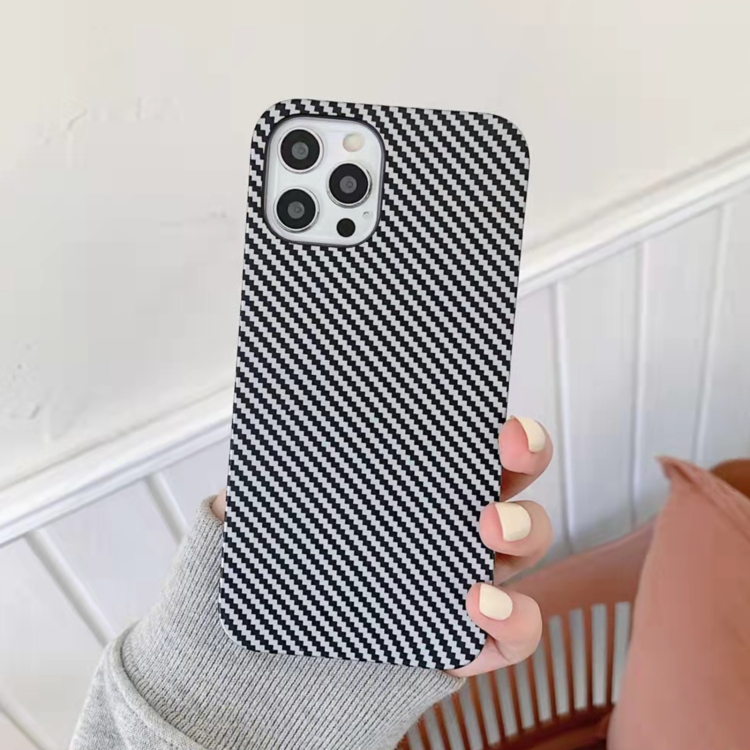 For iPhone 12 Pro Max Carbon Fiber TPU Shockproof Phone Case(Light Grey)