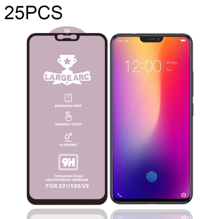 Vivo X21 25 PCS 9H HD 대형 아크 고 알루미나 전체 화면 강화 유리 필름