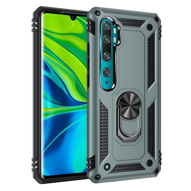 สำหรับ Xiaomi Mi CC9 Pro Armor เคสกันกระแทก TPU + PC พร้อมที่ยึดแบบหมุนได้ 360 องศา (สีเขียว)