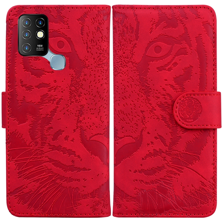 For Infinix Hot 20 Tiger Embossing Pattern Leather Phone Case(Red)