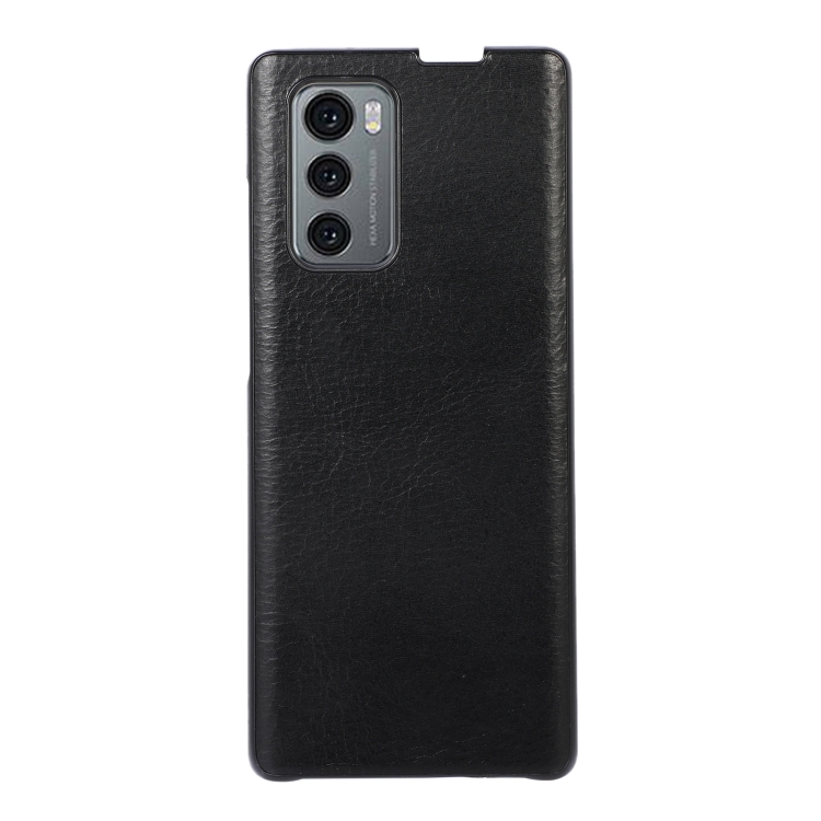 For LG Wing 5G Genuine Leather Double Color Crazy Horse Phone Case(Black)
