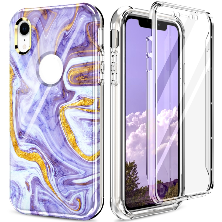 สำหรับ iPhone XR 360 เคสโทรศัพท์แบบเต็มรูปแบบ (Marble L14)