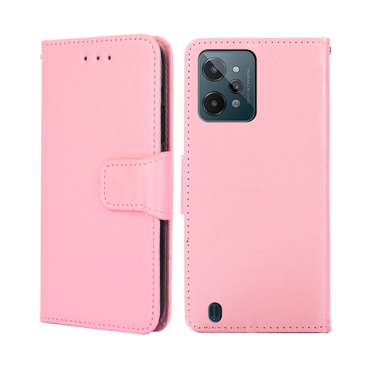 สำหรับ OPPO Realme C31 Crystal Texture Leather Phone เคส (สีชมพู)