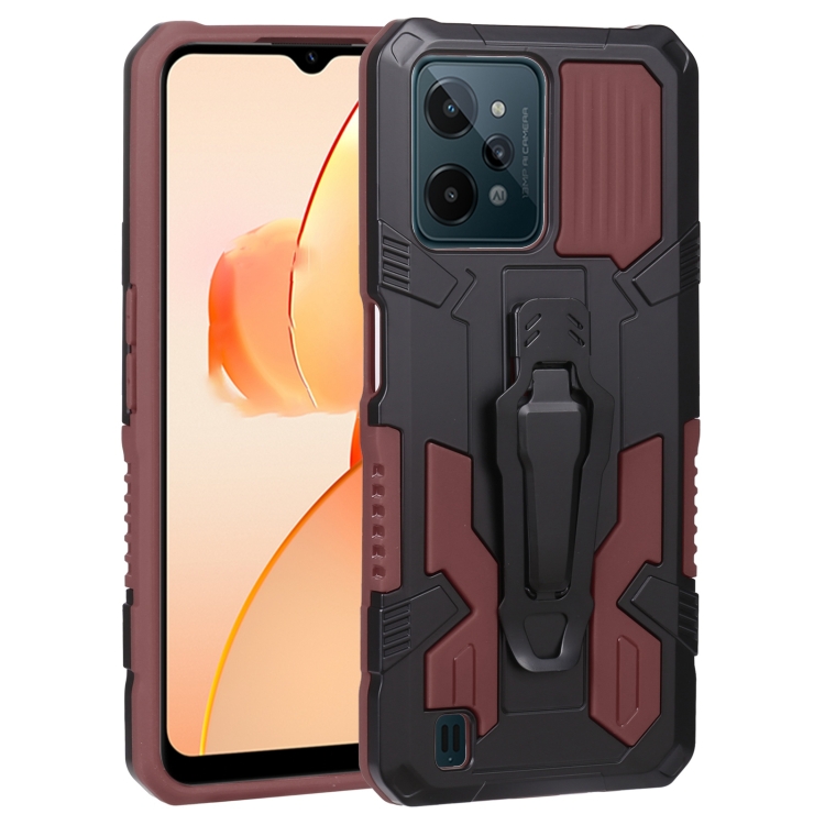 สำหรับ Oppo Realme C31 Armour Warrior PC + Case โทรศัพท์ TPU (Brown)
