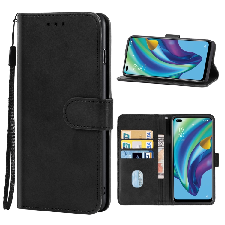 For OPPO Reno4 SE Leather Phone Case(Black)