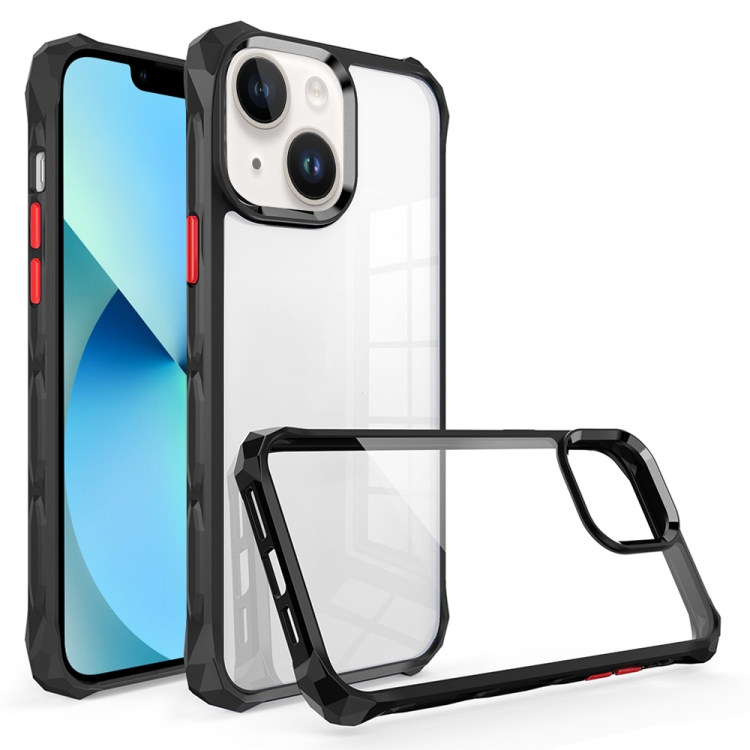 For iPhone 13 Water Cube High Transparent Space Phone Case(Black)