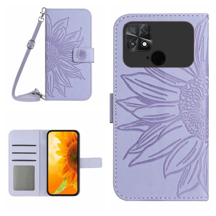 สำหรับ Xiaomi Poco C40 Skin Feel Sun Flower Pattern Flip Leather Phone ...