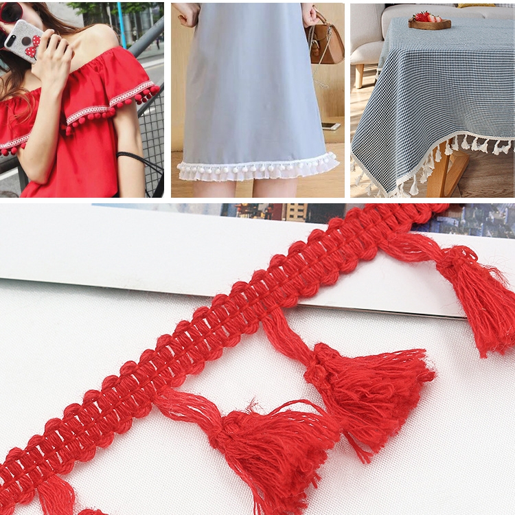 25 Metres 4.5cm Cotton Thread Broom Lace Ribbon Tassel Ethnic For Craft ...