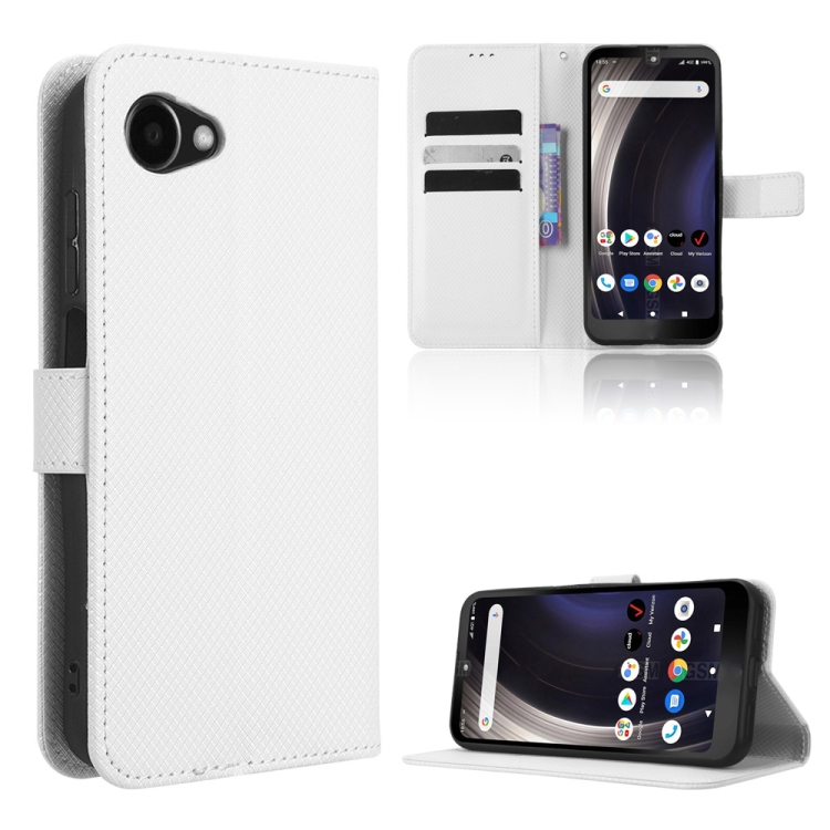 สำหรับ Orbic JOY RC608L ซองโทรศัพท์หนังเนื้อเพชร (สีขาว)