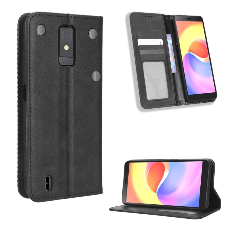 สำหรับ ZTE Blade A32 หัวเข็มขัดแม่เหล็ก Retro Texture เคสโทรศัพท์หนัง ...