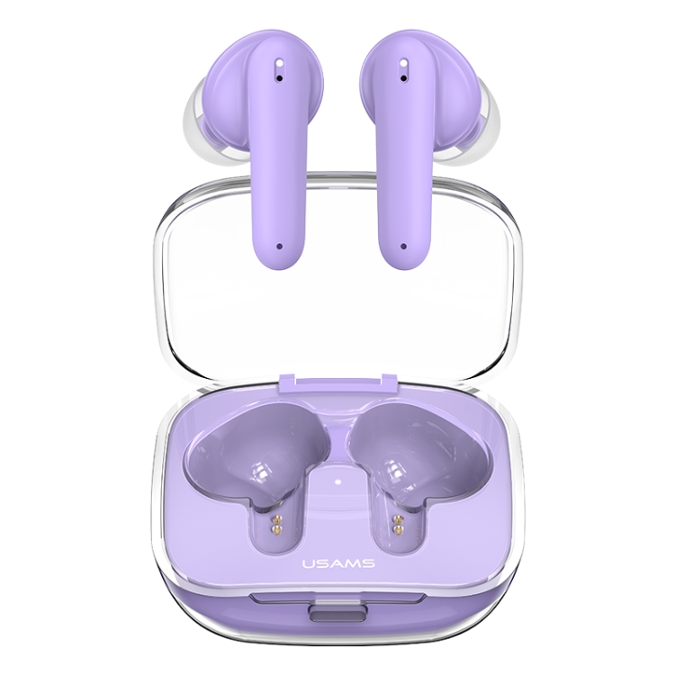 USAMS BE16 Ice Tray Series หูฟังบลูทู ธ ไร้สายในหู TWS แบบใส (สีม่วง)