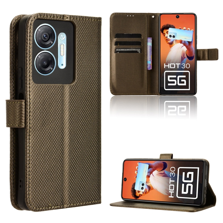 สำหรับ Infinix Hot 30 5G X6832 เคสโทรศัพท์หนังเนื้อเพชร (สีน้ำตาล)