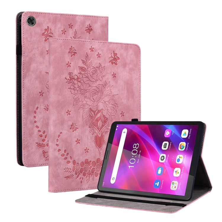 Capa para tablet de couro com relevo rosa para Lenovo Tab M7 3ª geração ...