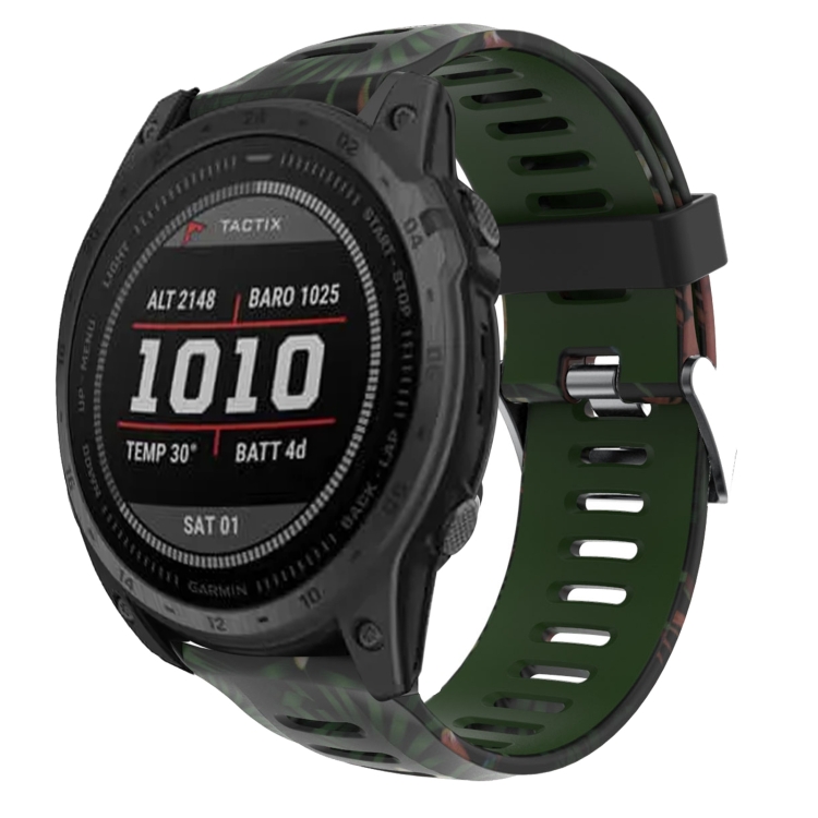 Garmin Instinct 2X Solar Camouflage 인쇄 실리콘 시계 밴드(Army Green+Bamboo ...